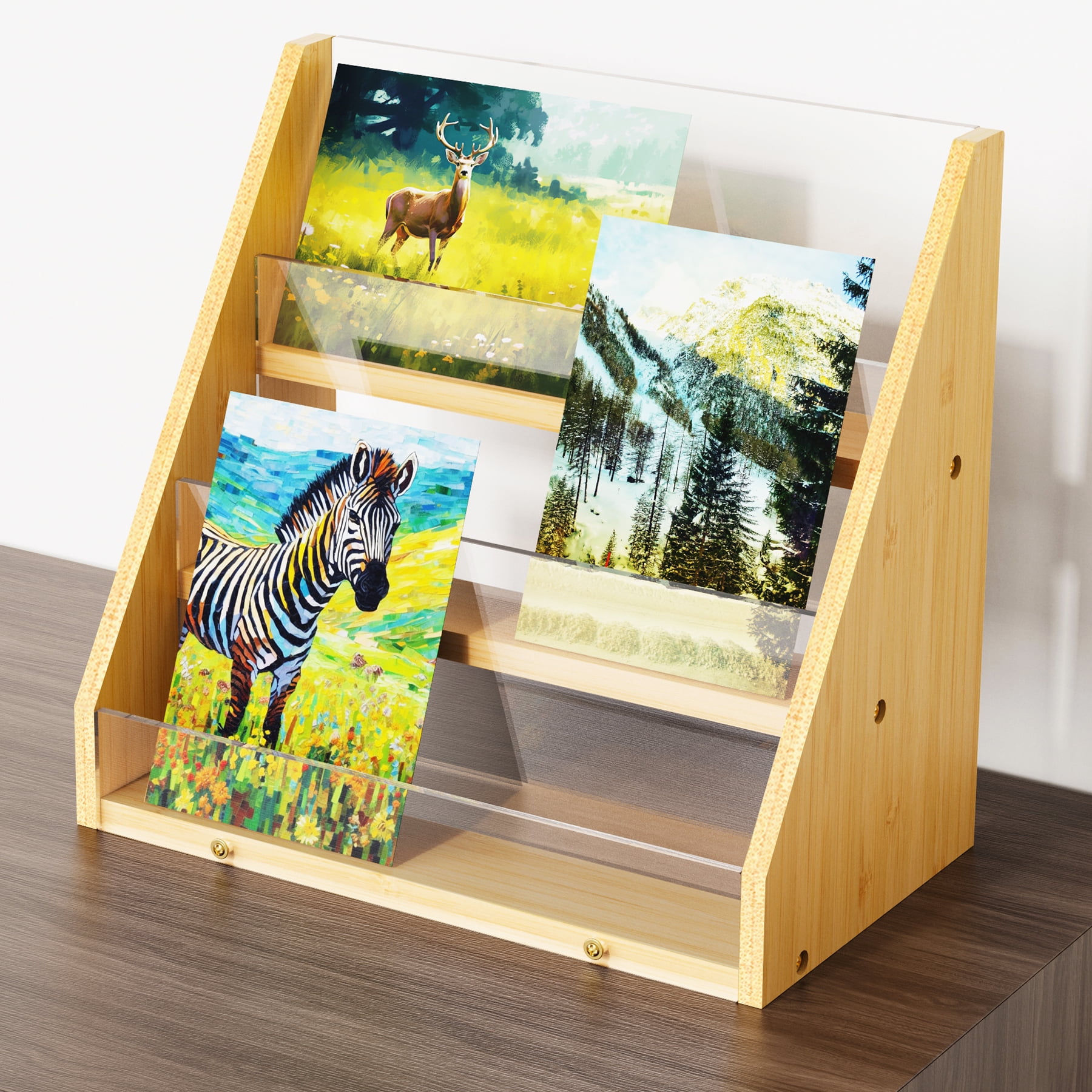 NiHome Bamboo & Acrylic Greeting Card Display Stand for Cards - Walmart.com