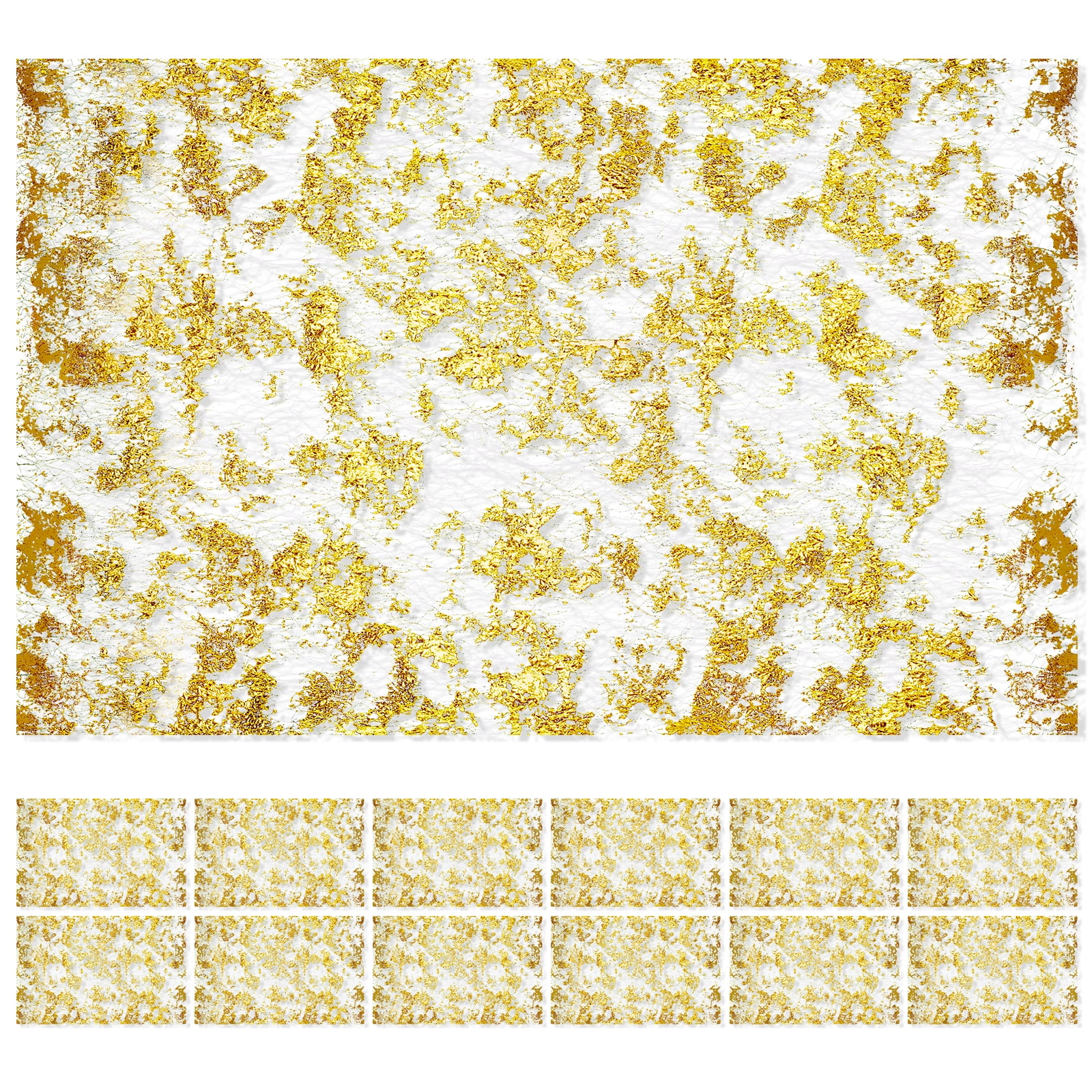 NiHome Disposable Gold Foil Mesh Placemats, 12-Pack Rectangular Place ...
