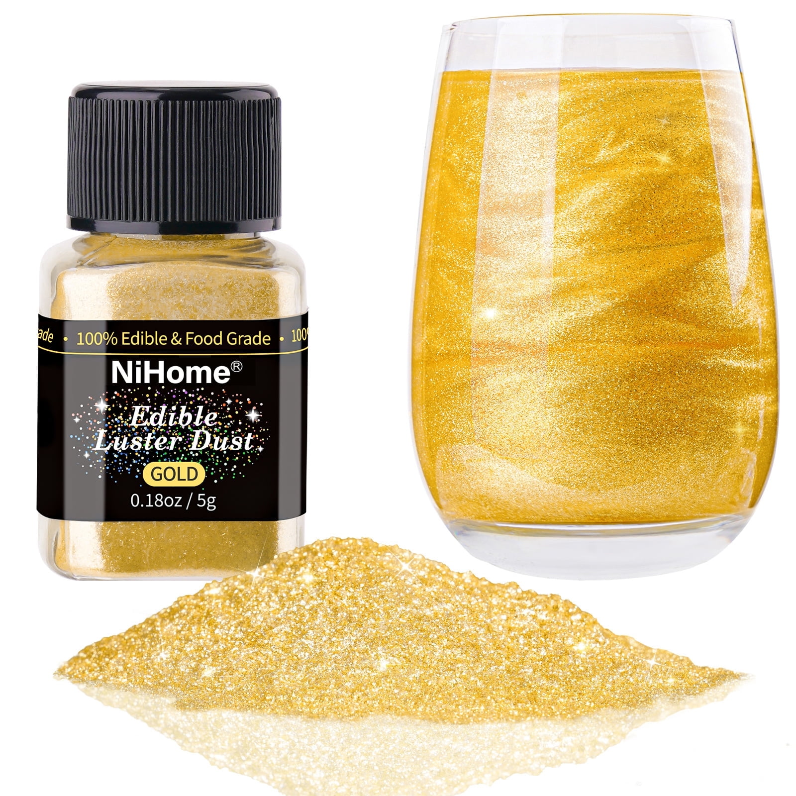 NiHome Edible Food-Grade Glimmer Glitter Luster Dust Food Decorating ...