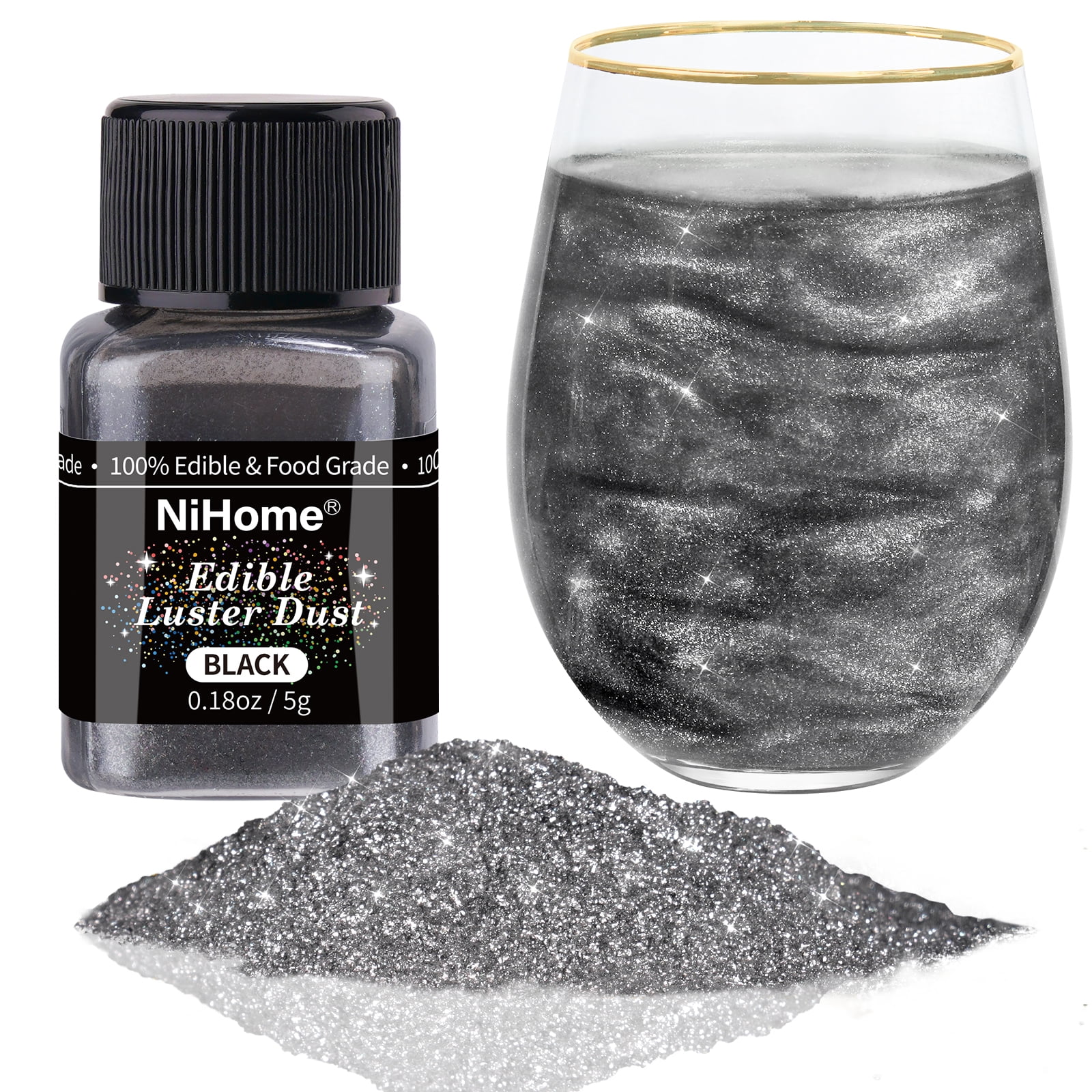 NiHome Edible Food-Grade Glimmer Glitter Luster Dust Food Decorating ...