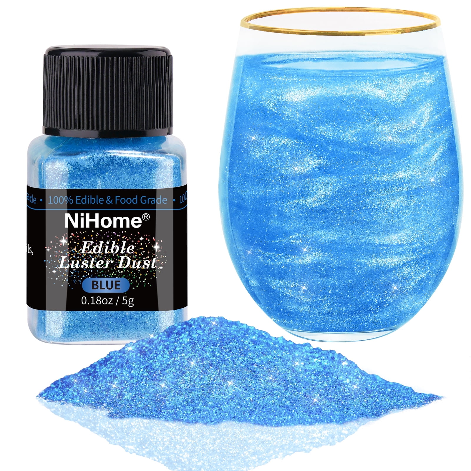 NiHome Edible Food-Grade Glimmer Glitter Luster Dust Food Decorating ...