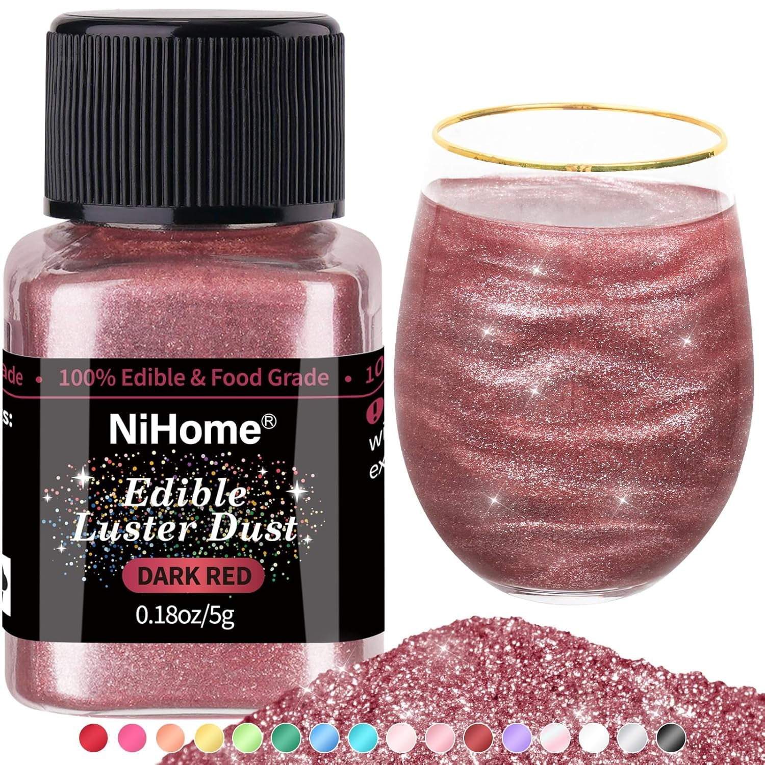NiHome Edible Food-Grade Glimmer Powder Glitter Luster Dust Metallic ...