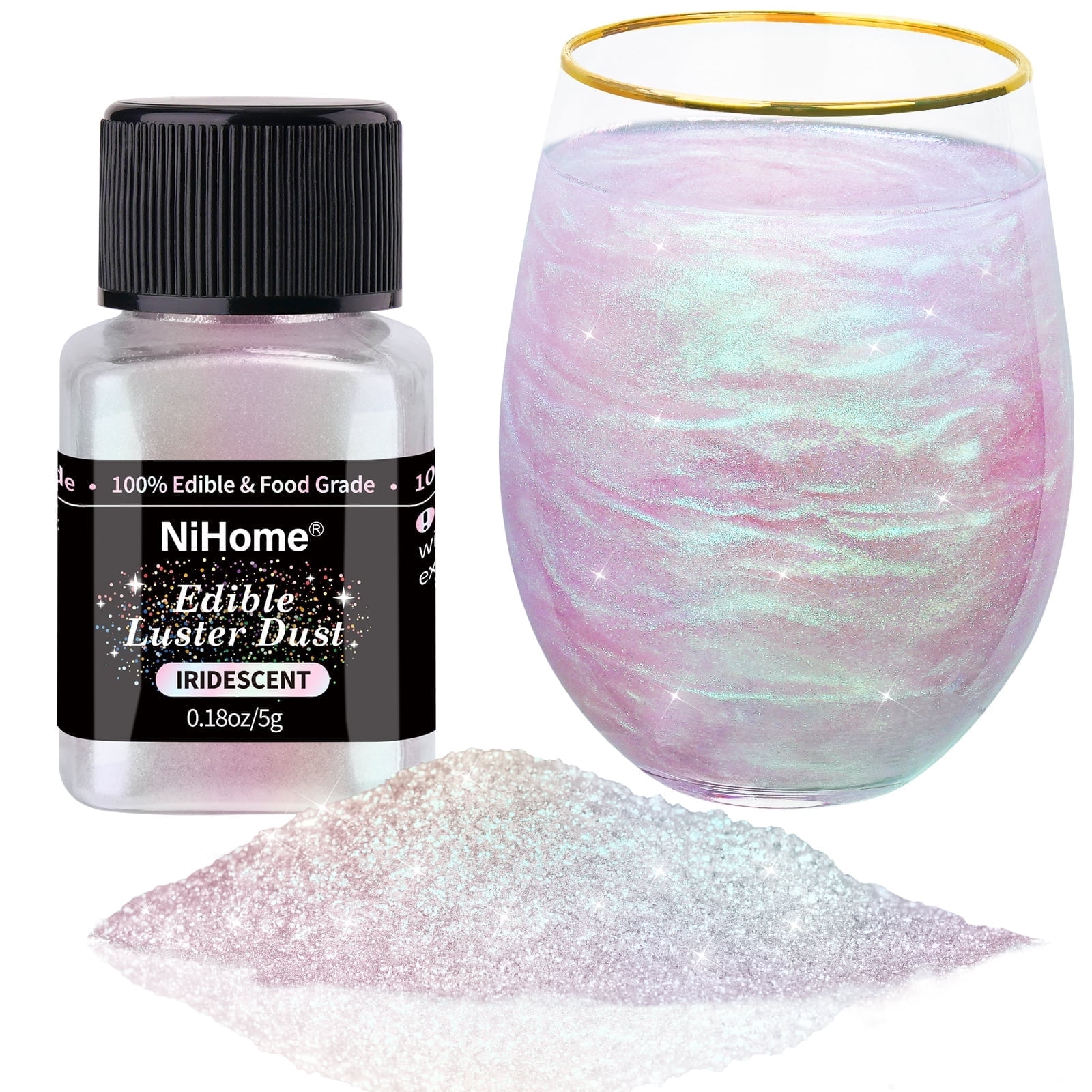 NiHome Edible Food-Grade Glimmer Powder Glitter Luster Dust Metallic ...