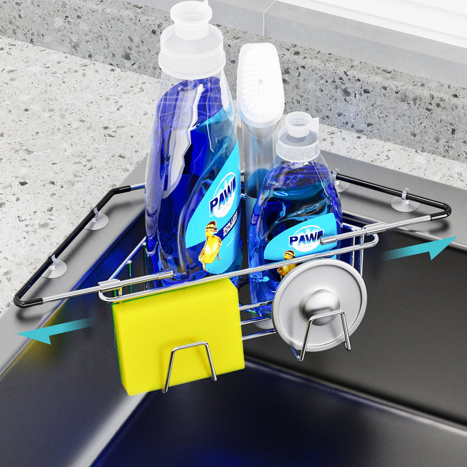 NiHome Extendable Stainless Steel Sink Caddy, Adjustable Organizer ...