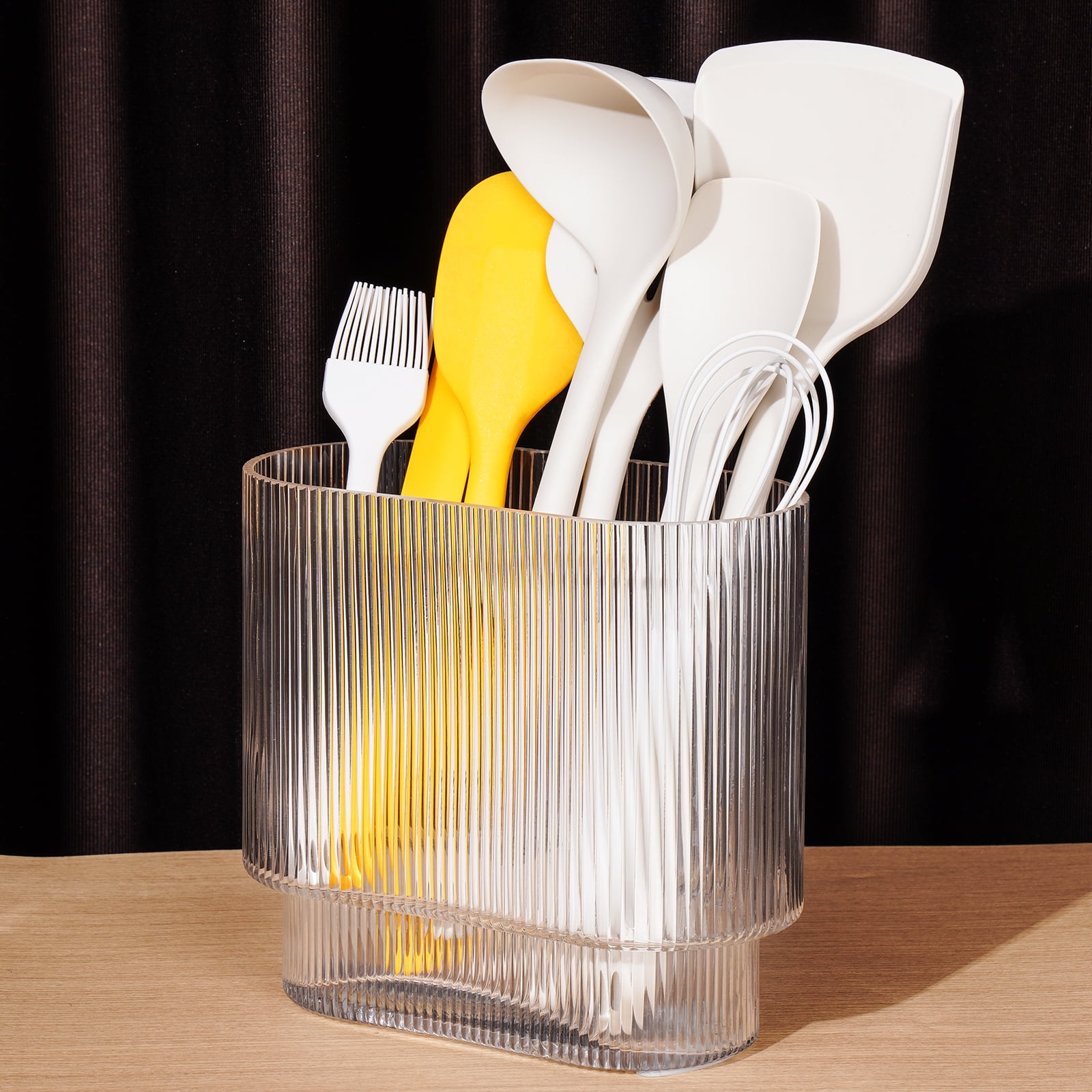 NiHome Glass Large Kitchen Utensil Holder for Countertop, Vertical ...