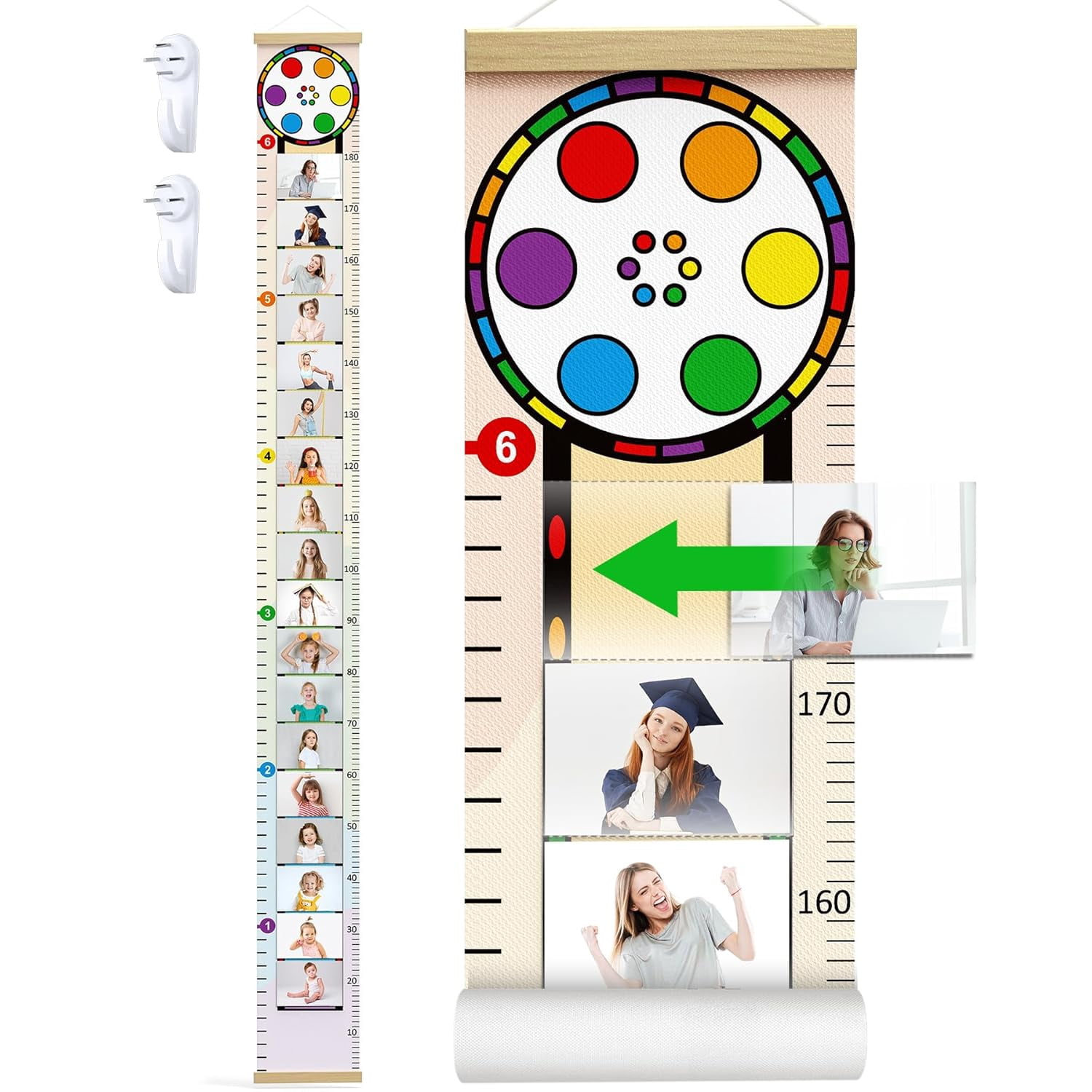 NiHome Growth Chart for Kids with 16 Pocket Picture Frames, Foldable ...