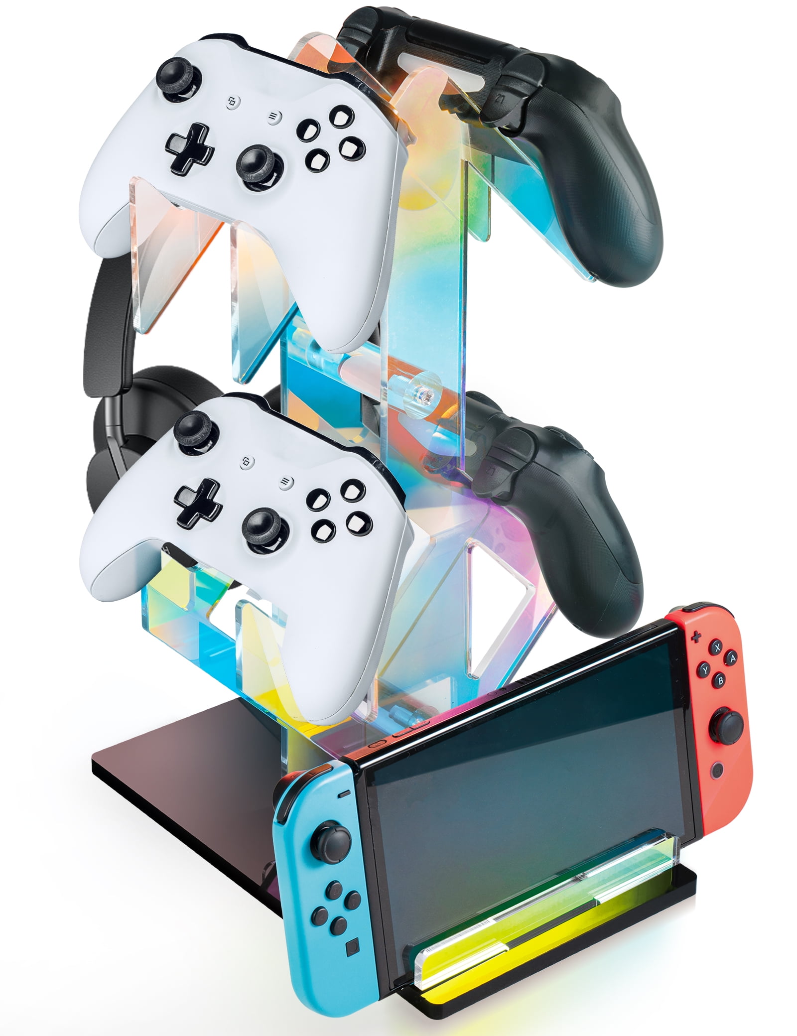 NiHome Iridescent Acrylic 2-Tier Universal Game Controller Headset ...