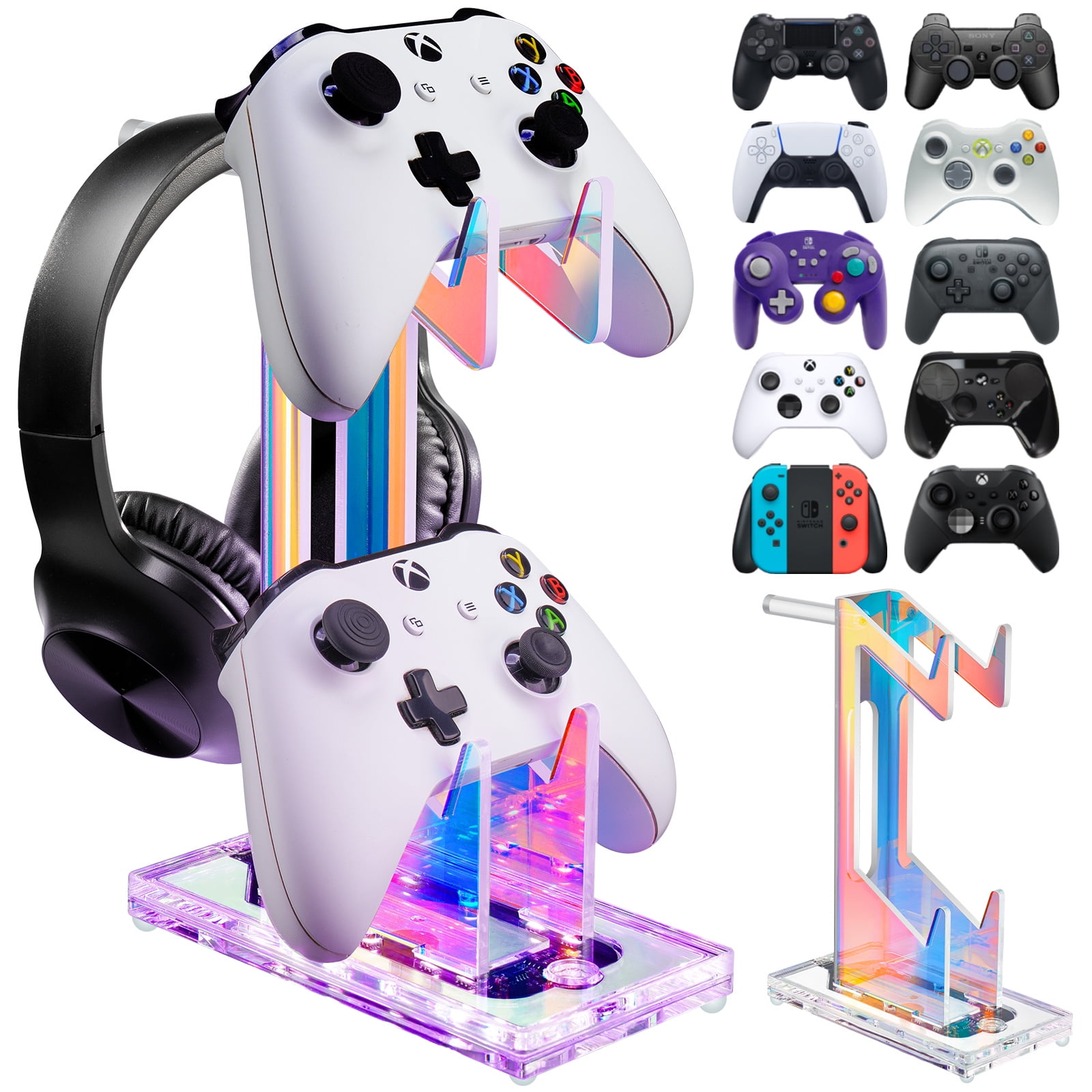 NiHome Iridescent Acrylic Multi-Tier Game Controller & Headset Holder ...