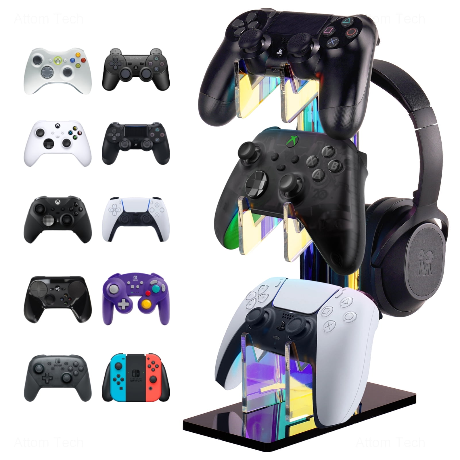 NiHome Iridescent Acrylic Multi-Tier Universal Game Controller Headset ...