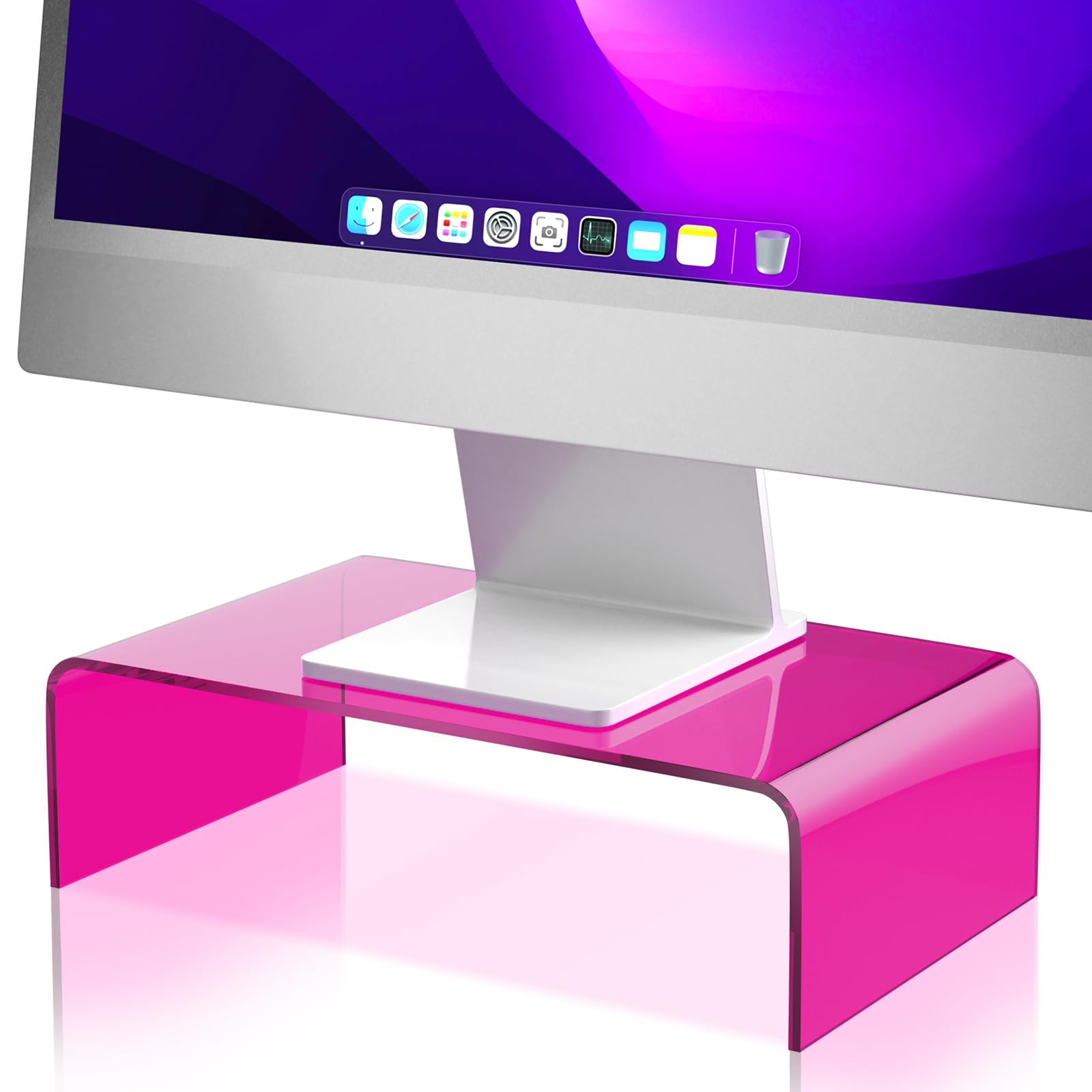 NiHome Pink Acrylic Monitor Stand for Office & Home, Ergonomic Desktop ...