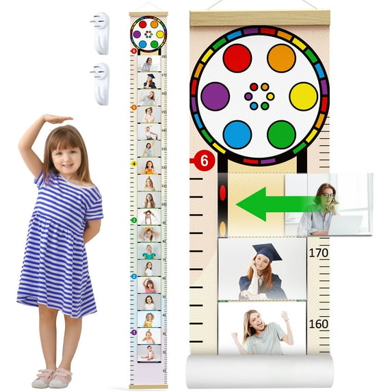 NiHome Growth Chart for Kids with 16 Pocket Picture Frames, Foldable ...