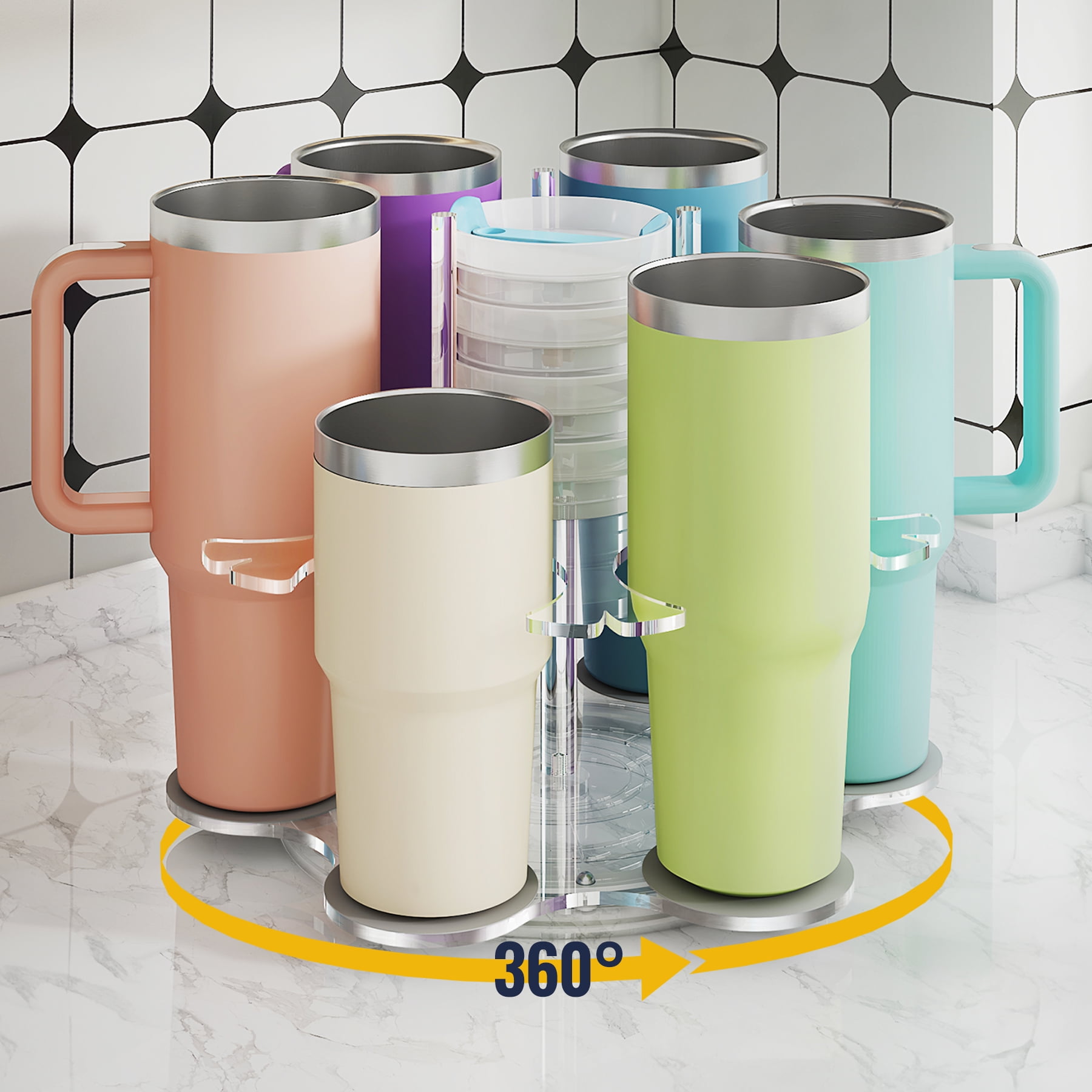 NiHome Rotating Clear Acrylic Water Bottle Organizer Rack, 360 ...