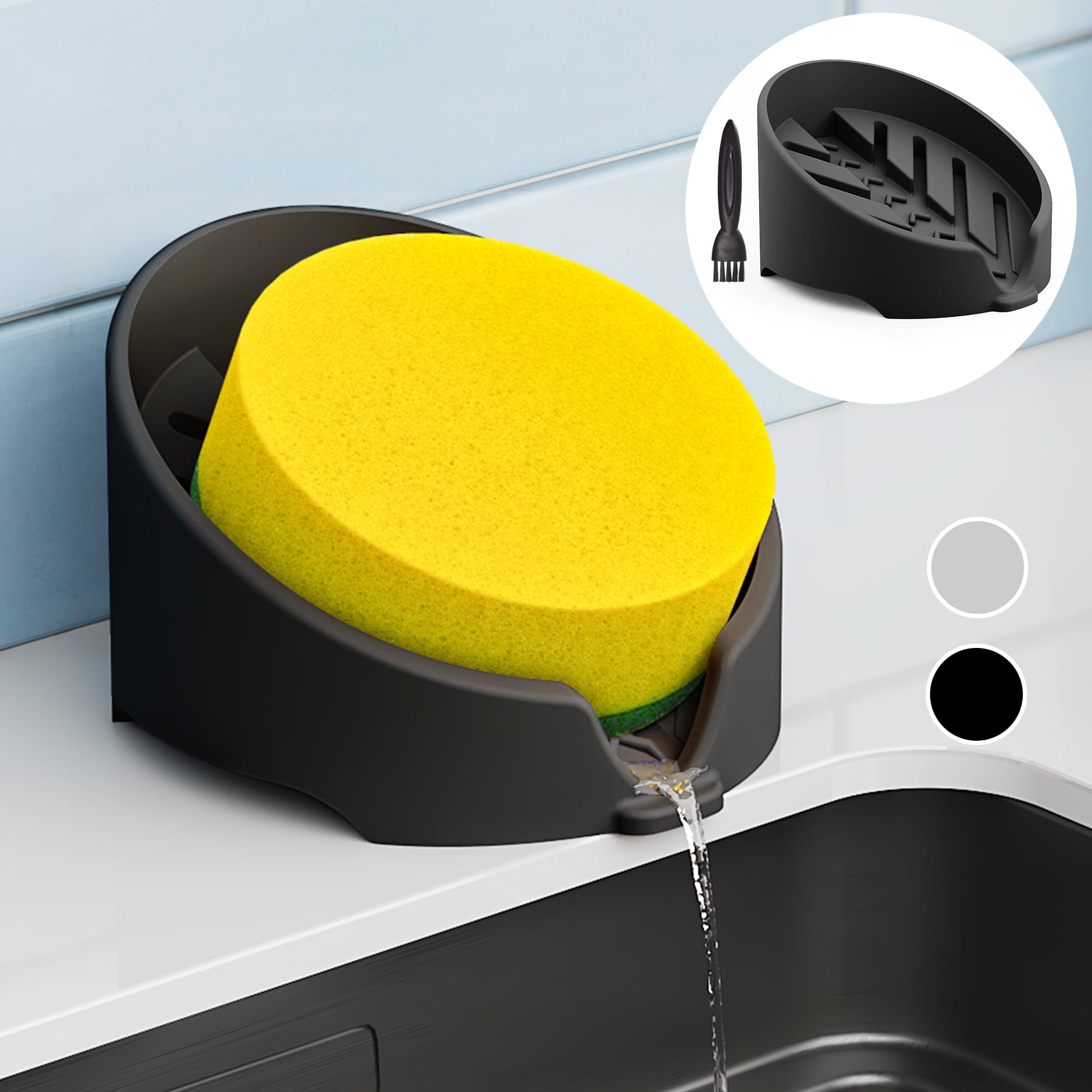 NiHome Silicone Sponge Holder for Kitchen and Bathroom, Elevated Design ...
