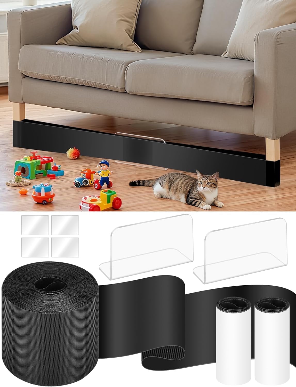 NiHome Under Sofa Blocker Kit with Acrylic Support Panels, Cuttable ...