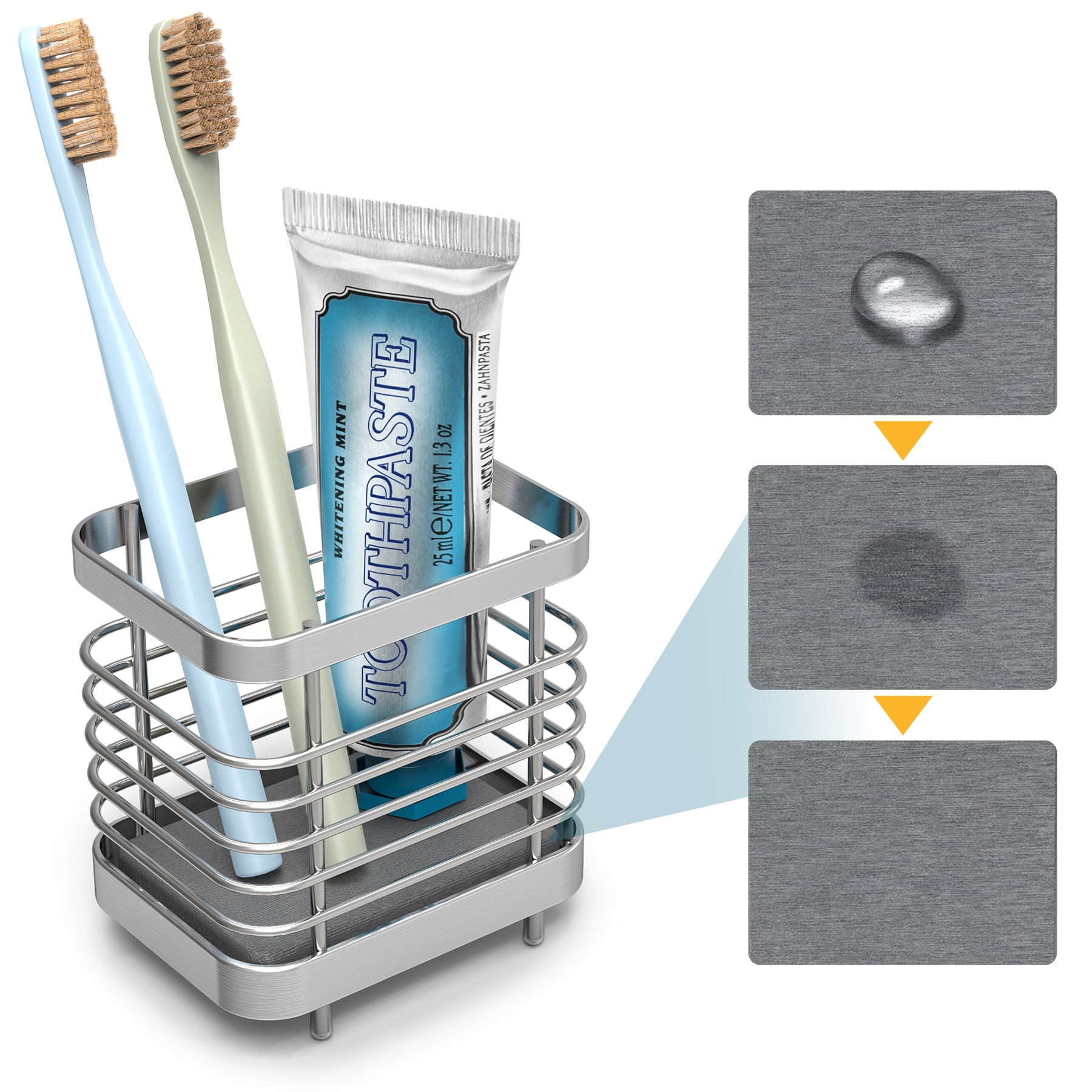 NiHome Stainless Steel Toothbrush Holder with Quick Drying Diatomaceous ...