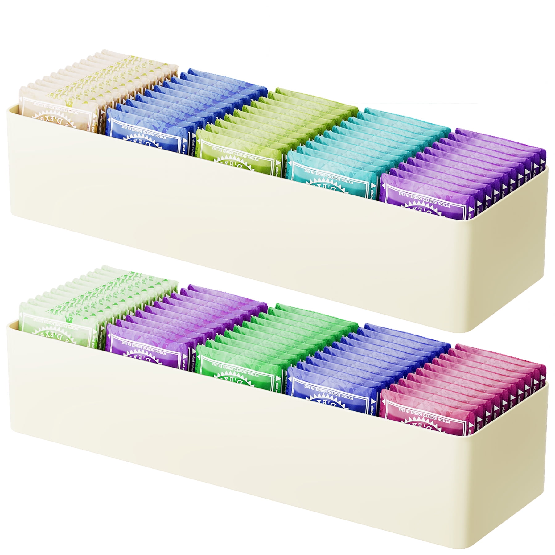 NiHome Tea Bag Organizer with 5 Adjustable Compartments for Tea Bags ...