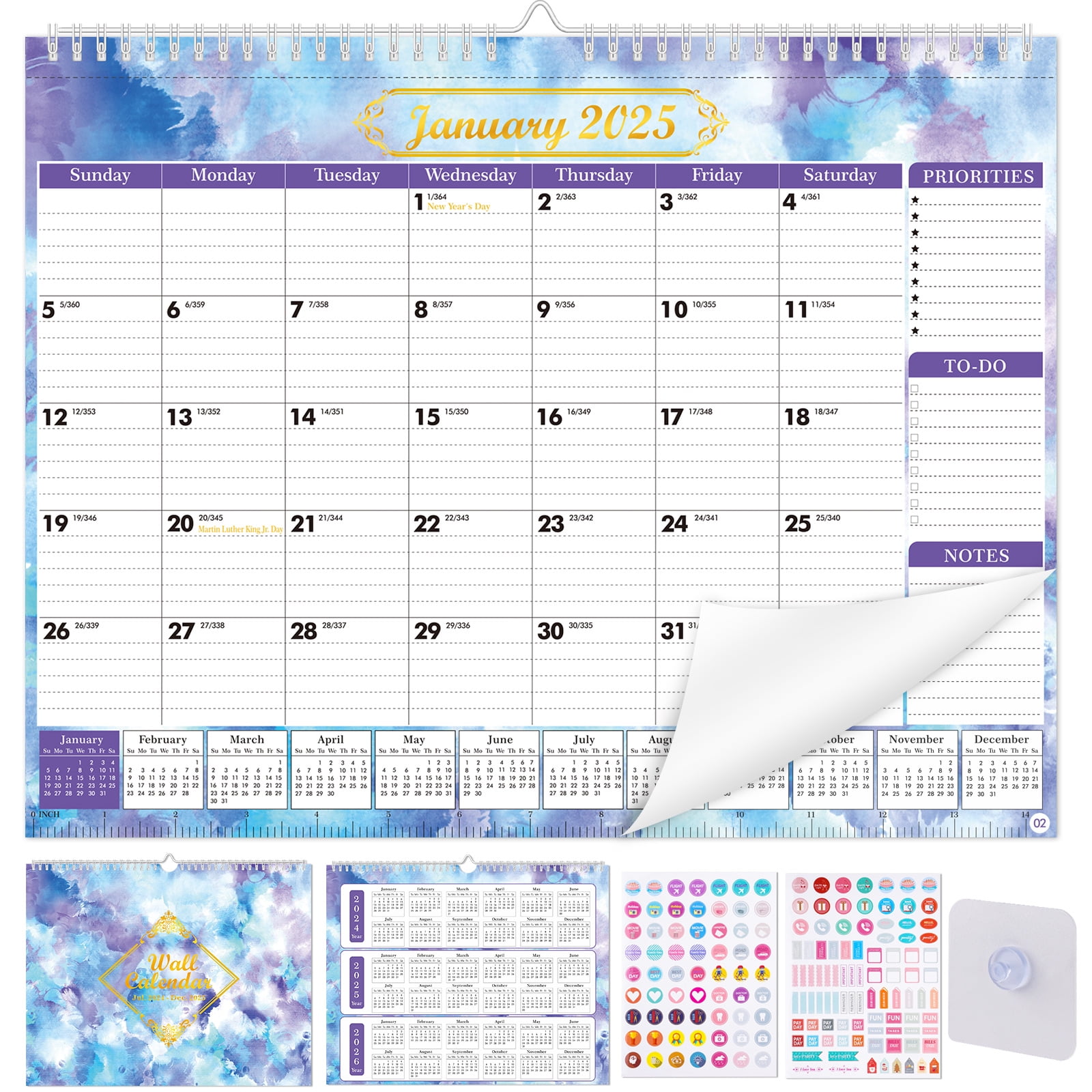 NiHome Large Wall Calendar 2024-07 to 2025-12, U.S. Holidays, Tasks ...