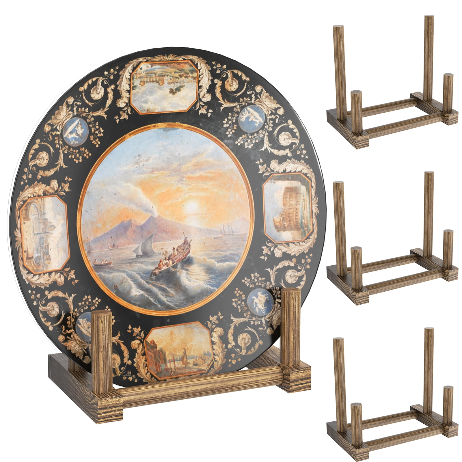 NiHome 6" Multi-Purpose Wooden Display Stands for Plates, Photos, Books ...