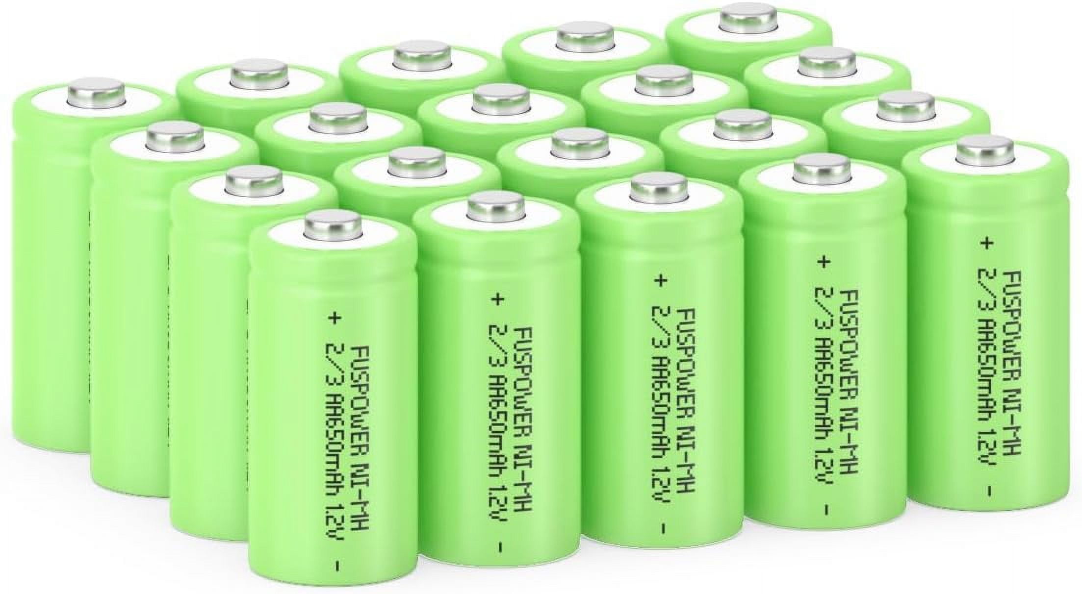 NiMH 2/3AA Rechargeable Battery 1.2V 650mAh Button Top Batteries for ...