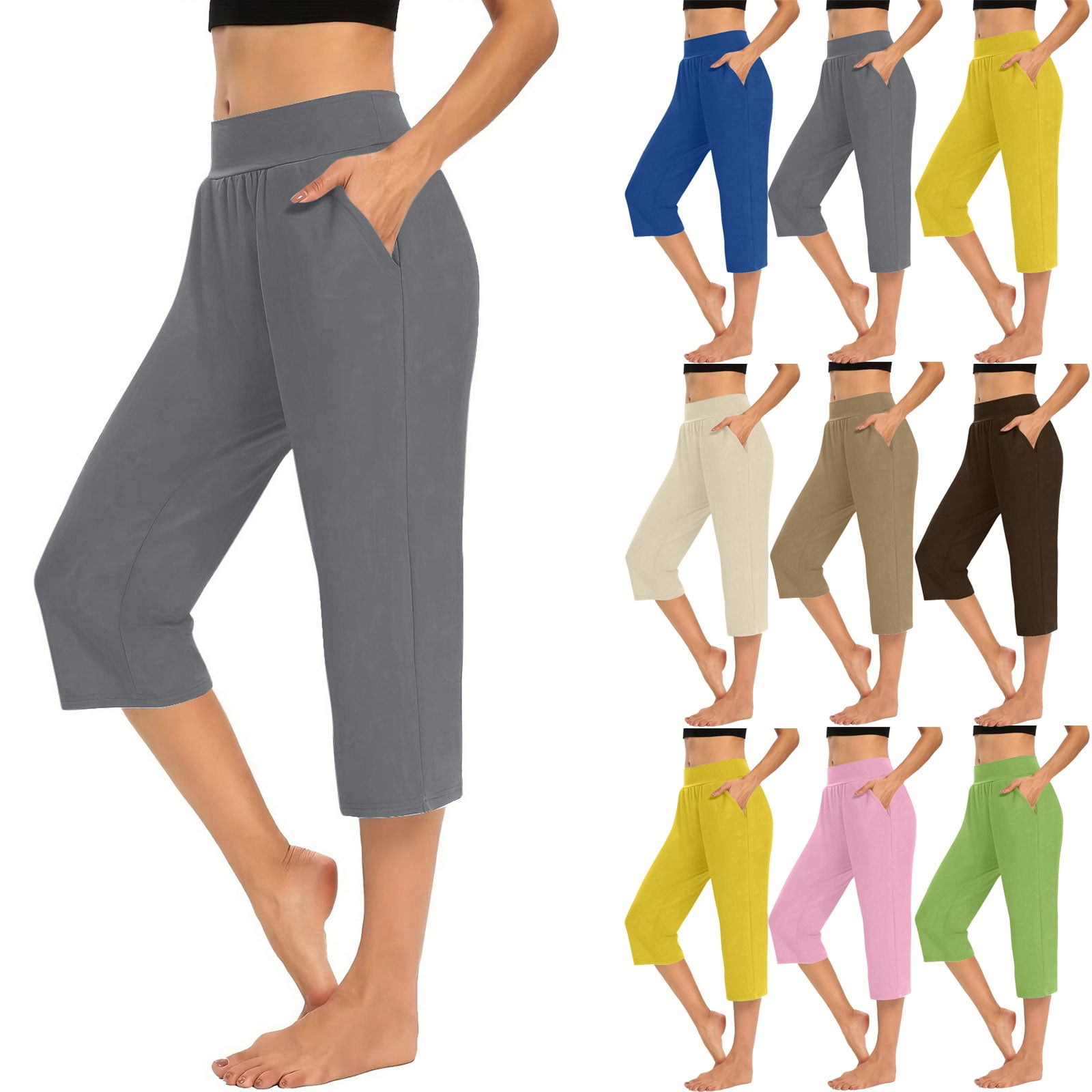 Women'S Capris And Cropped Pants Womens Capris Pants Summer Casual Wide ...