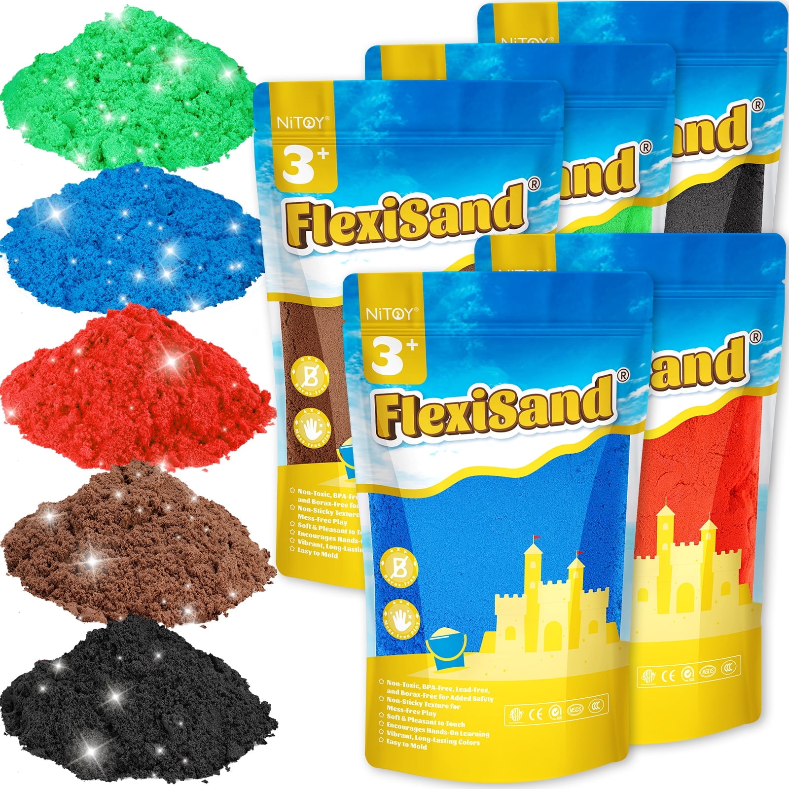 NiToy FlexiSand 11 lbs Moldable Self-Sticking Sand, Never Dries Out Fun ...