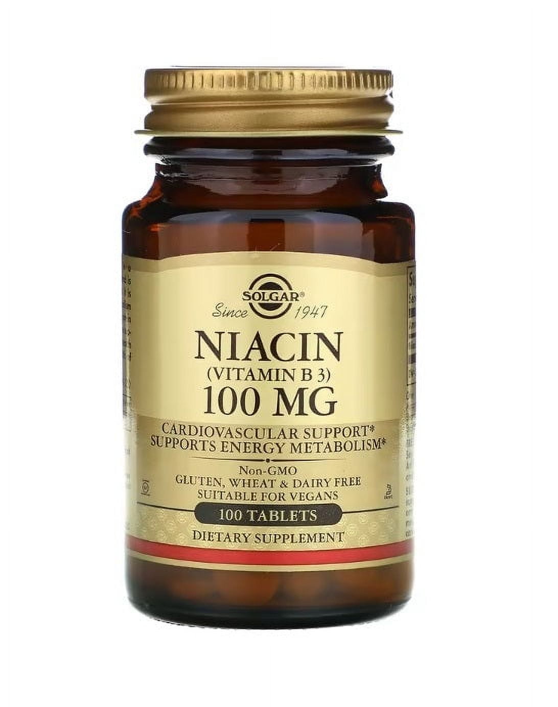Solgar Niacin Vitamin B3 100mg - Cardiovascular Support, Energy ...