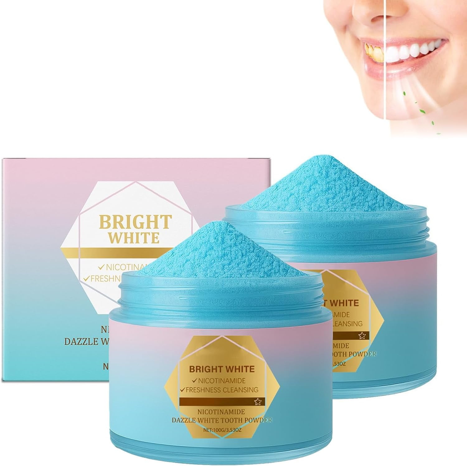 Niacinamide Teeth Whitening Powder, Whitening Tooth Powder, Natural ...