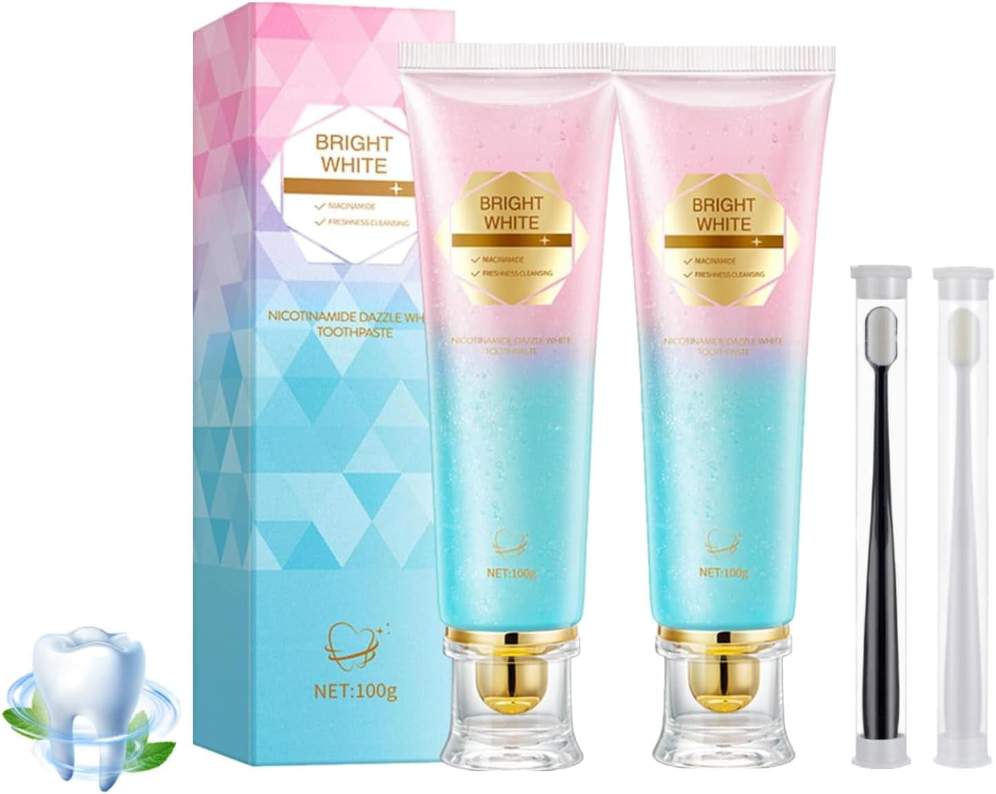 Niacinamide Whitening Toothpaste with 2 Toothbrushes, Niacinamide ...