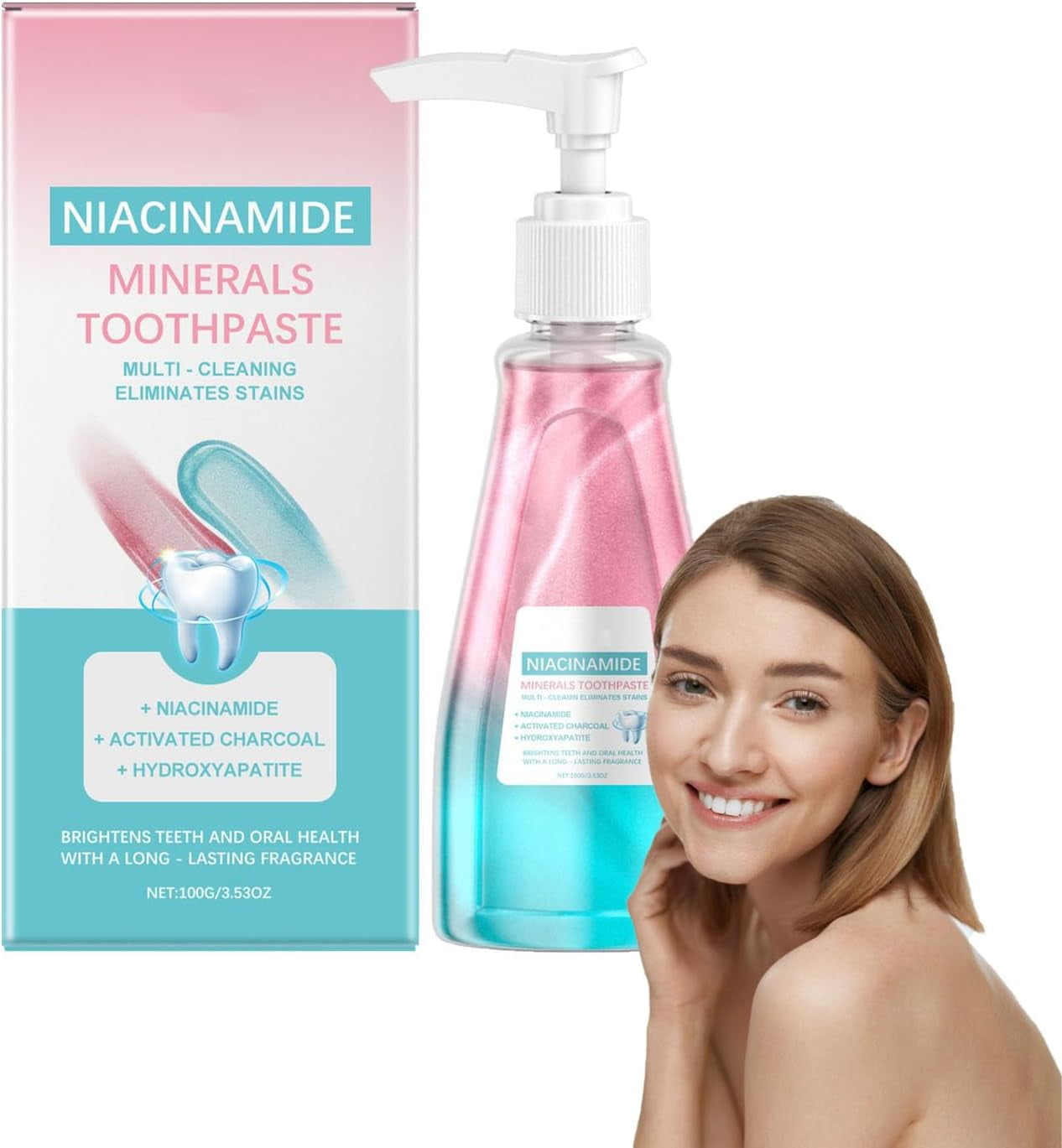 Niacinamide Whitening Toothpaste，Natural Triple Whitening for Sensitive ...