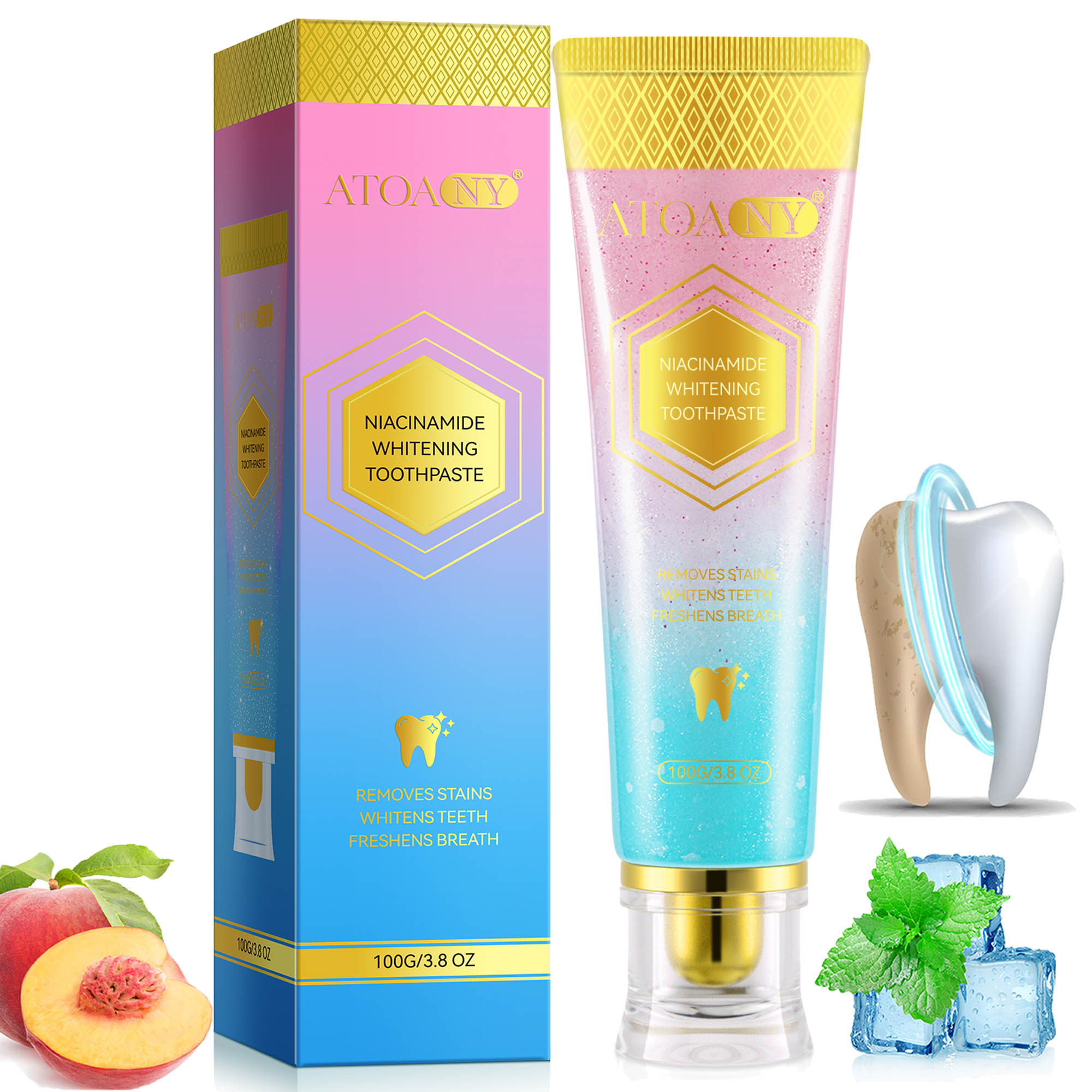 Niacinamide Whitening Toothpaste, Teeth Whitening, Removes Coffee & Tea ...