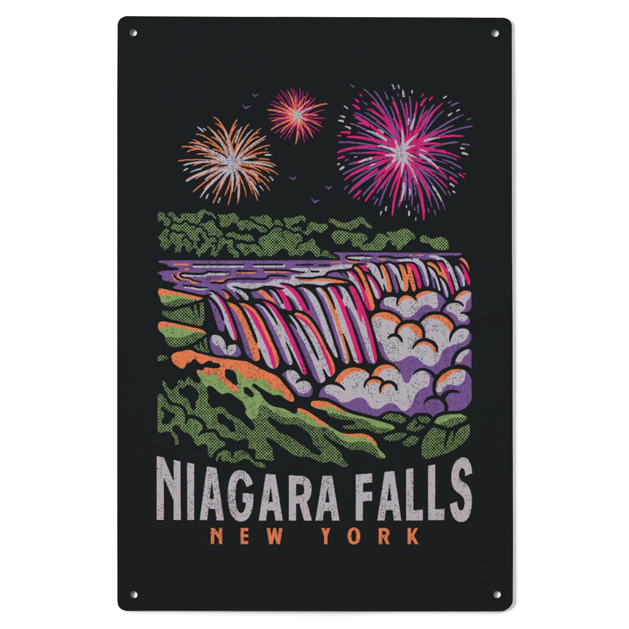 Niagara Falls, New York, Distressed Vector Birch Wood Wall Sign (6x9 ...