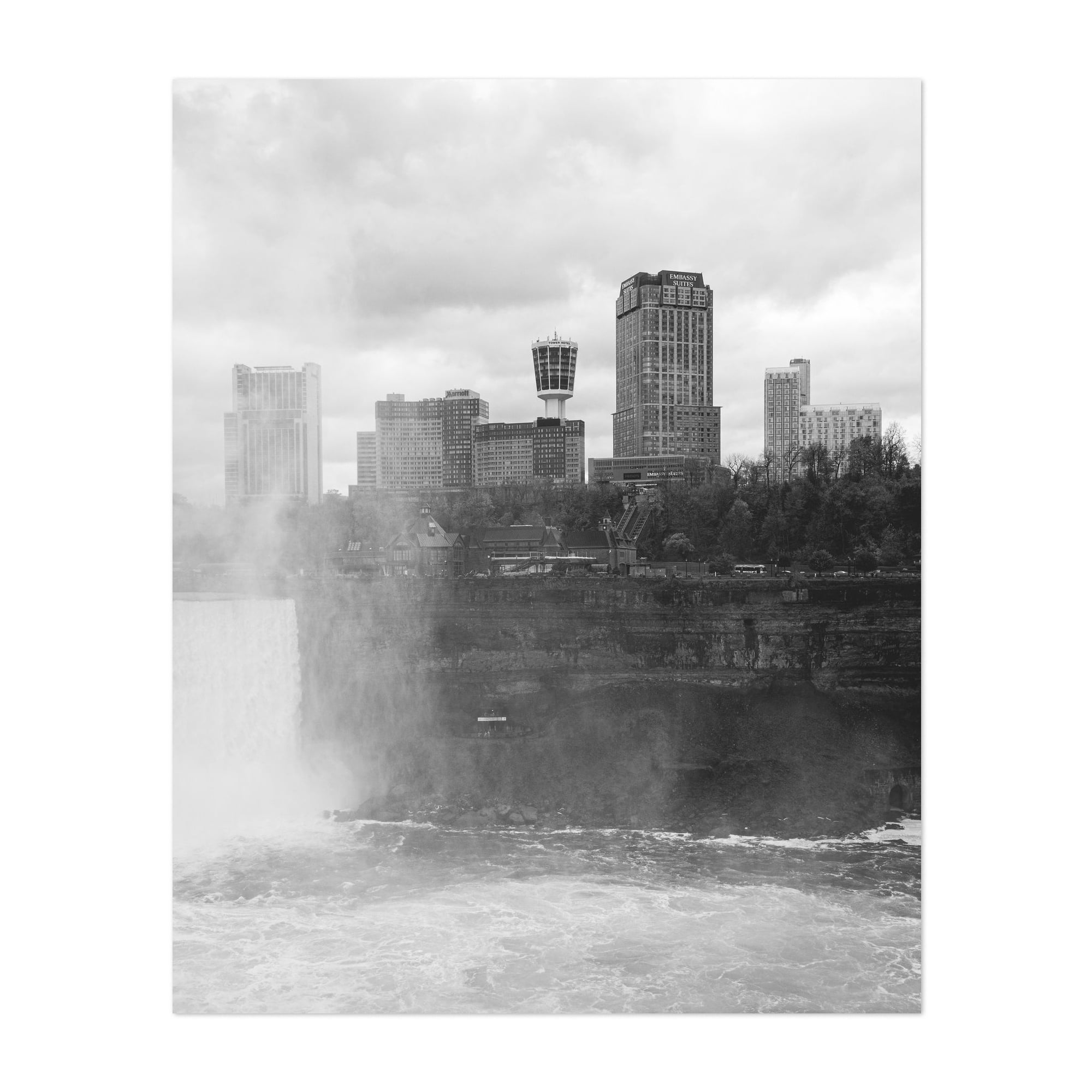 Niagara Falls from NY 05 B&W - Niagara Falls New York Photography Unframed Wall Art Print 11 x ...