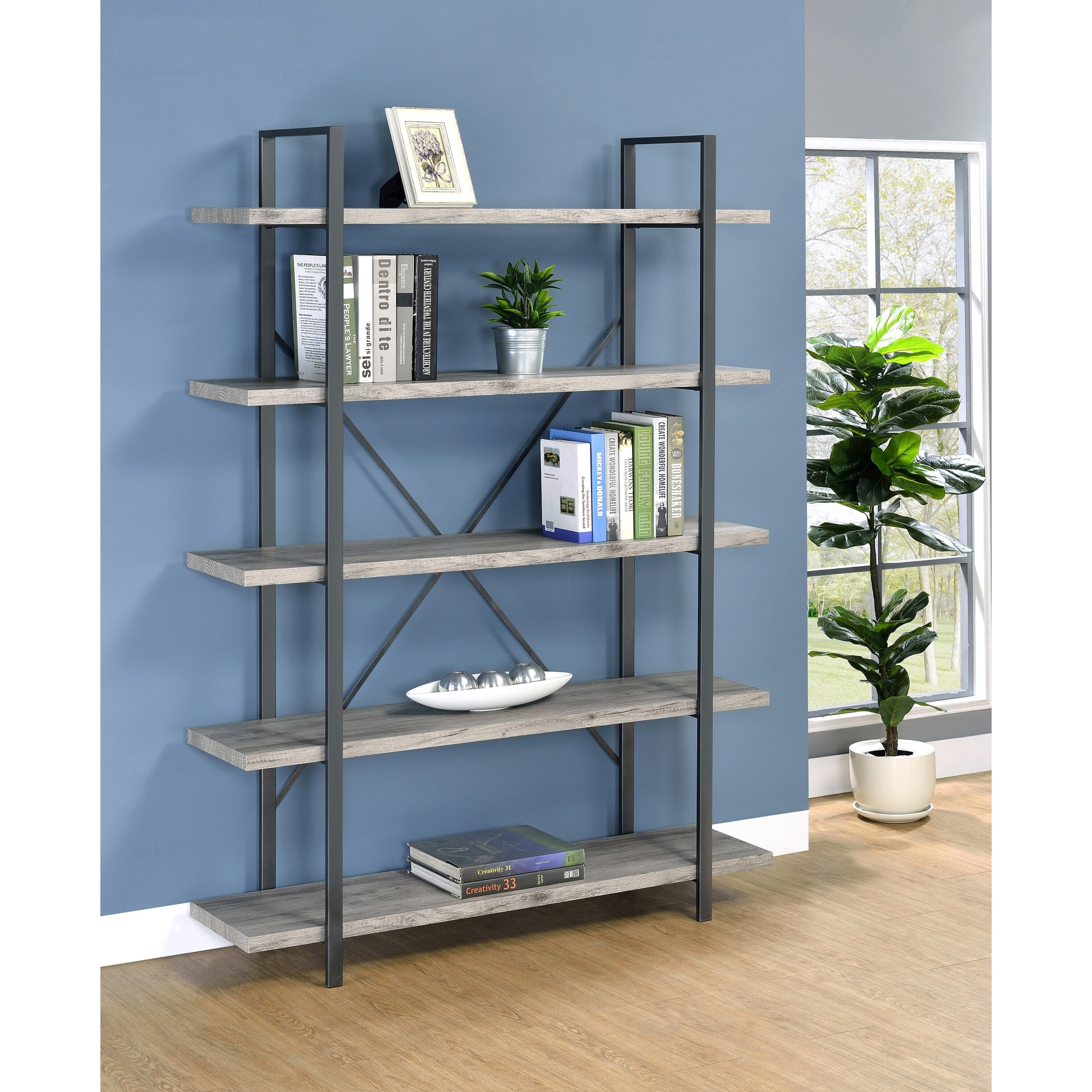 Niagara Grey Driftwood 5-tier Open Back Bookcase - Walmart.com