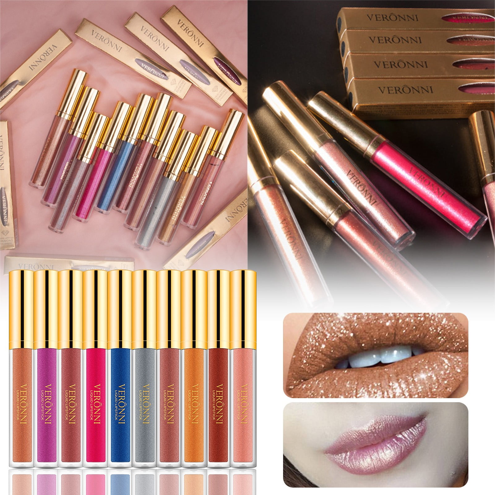 Clearance！Niahfd Lipstick 6ml Diamond Shiny Long Lasting Lipstick ...