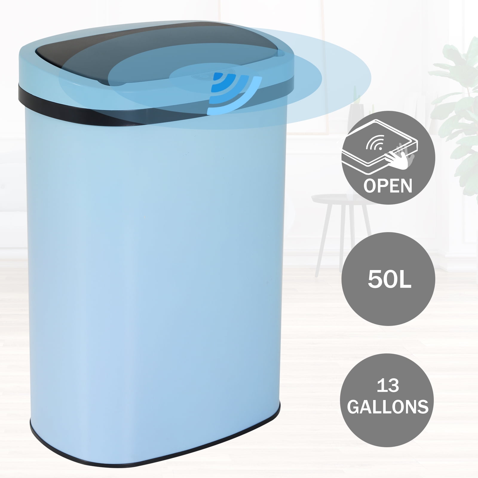 NiamVelo 13 Galones Electrico Tapa Cocina Basura Automático de Acero ...