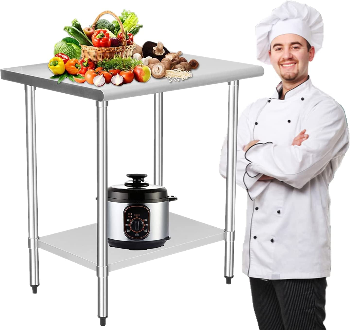 NiamVelo 24x24 inch Stainless Steel Kitchen Work Table Kitchen Prep ...