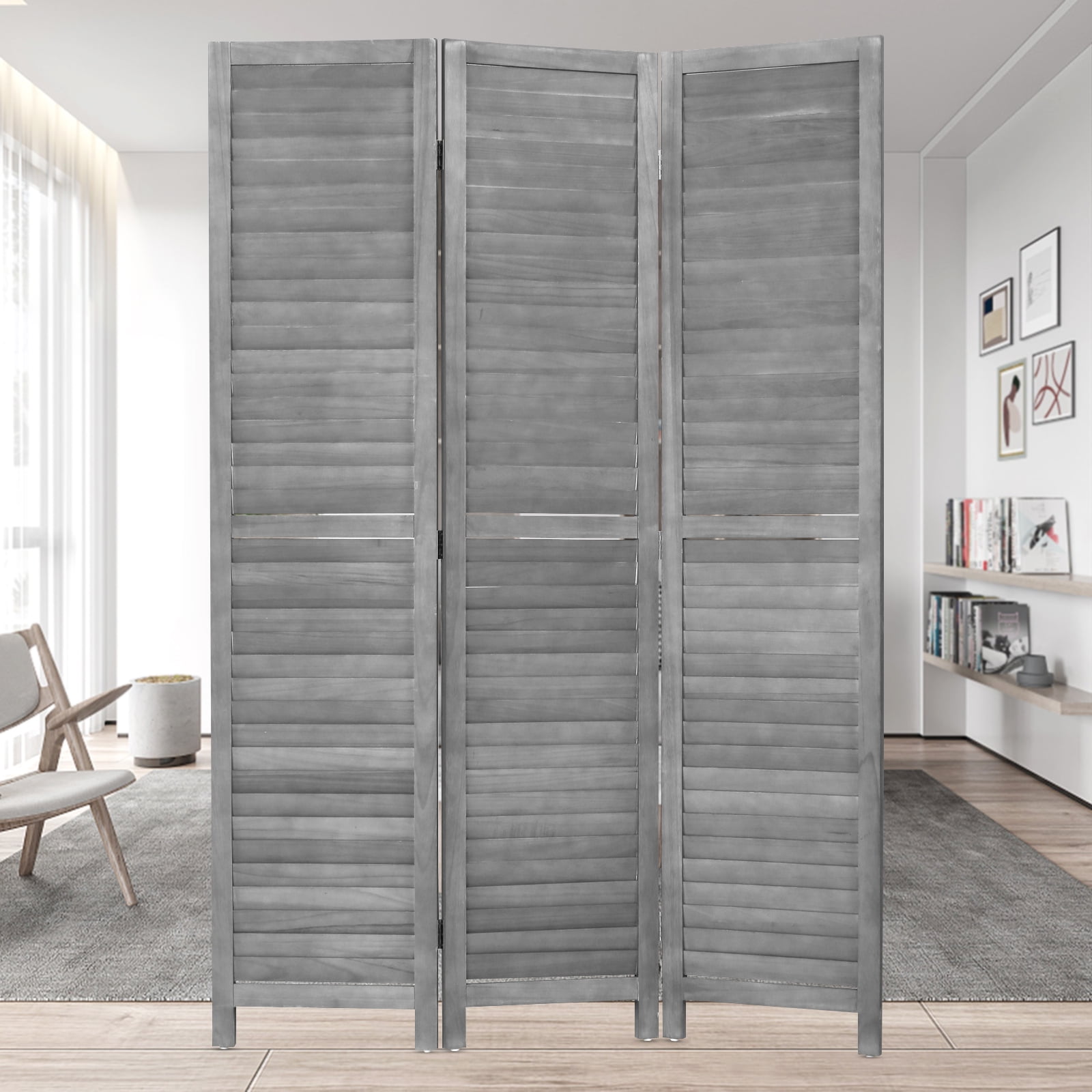 "NiamVelo 3 Panel Wood Room Divider, 67.7"" Tall Folding Privacy Screen ...