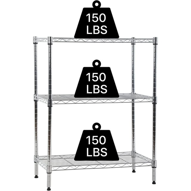 NiamVelo 3 Tier Metal Wire Storage Rack, Adjustable Shelves 450lbs ...