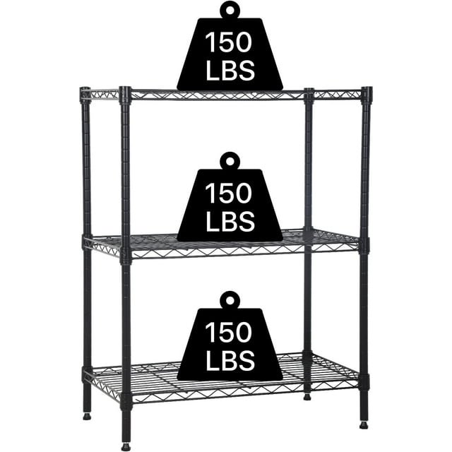 NiamVelo Heavy Duty 3-Tier Utility Storage Shelf Rack, Steel Metal ...