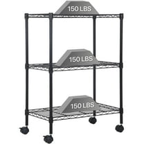 ZenSports 3-Tier Heavy Duty Storage Shelving with Wheels, 220lbs Steel ...