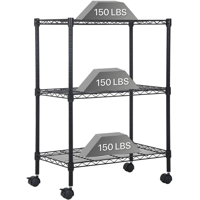 NiamVelo Heavy Duty 3-Tier Utility Rack with Adjustable Metal Storage ...