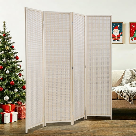Privacy Screen HOMCOM 4 Panel Room Divider, 5.6' Indoor Wood Portable ...