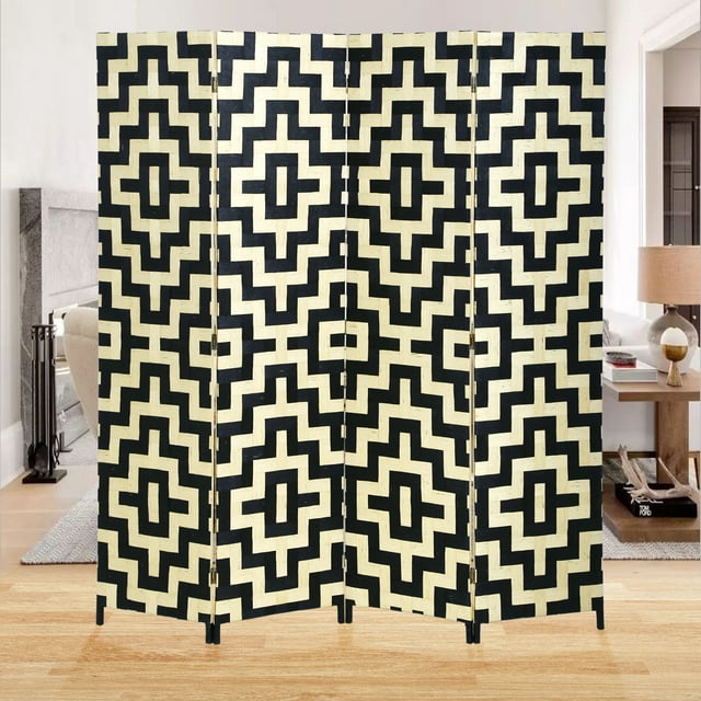 NiamVelo 4 Panel Wood Room Dividers Folding Privacy Screen Portable ...