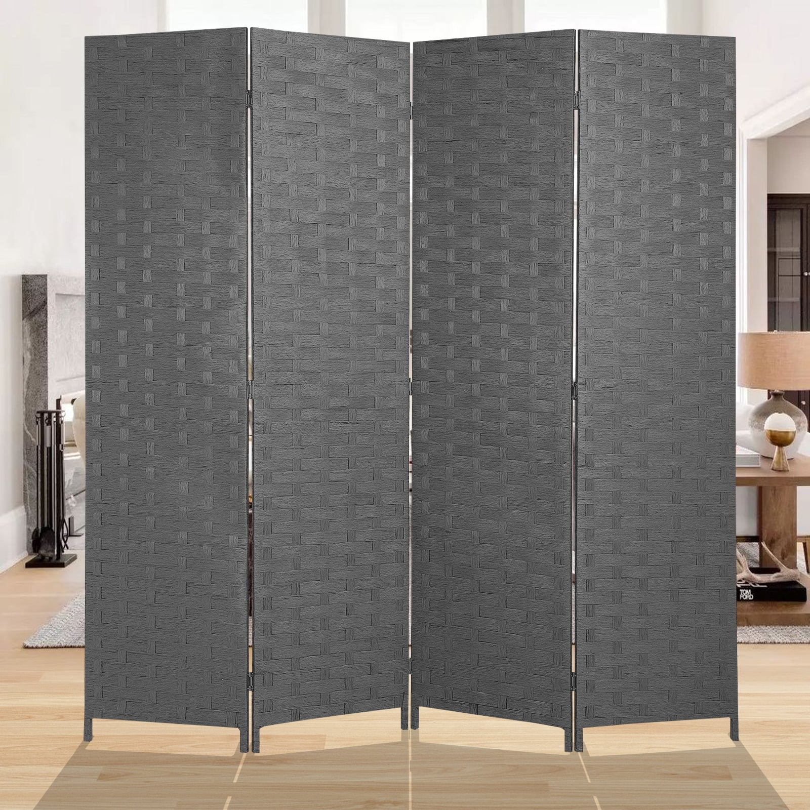 NiamVelo 4 Panel Wood Room Divider, Folding Privacy Screen, Portable ...