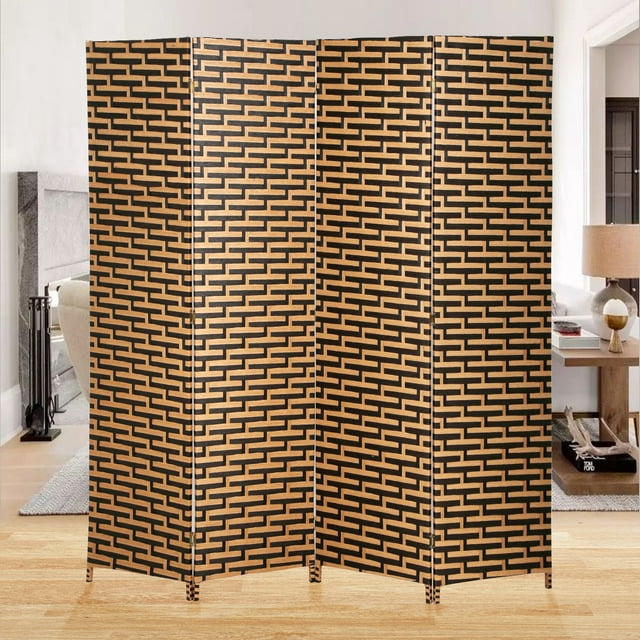 NiamVelo 4 Panel Wood Room Dividers Folding Privacy Screen Portable Screen Partition Wall ...