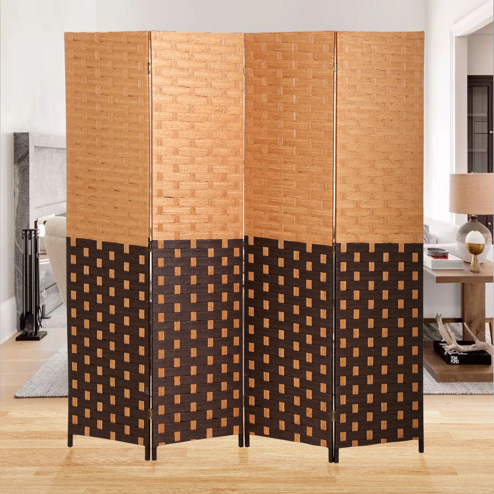 NiamVelo 4 Panel Wood Room Divider, Privacy Screen Partition for Home ...