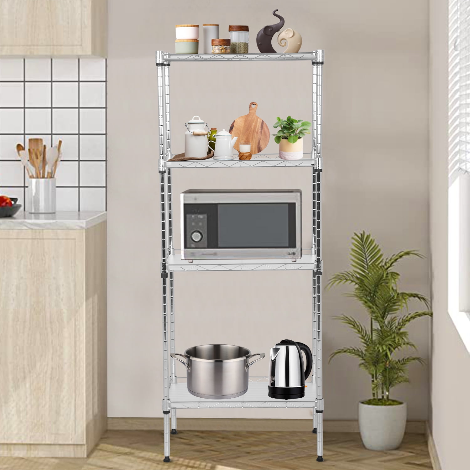 NiamVelo 4-Tier Steel Storage Shelves, Adjustable, for Kitchen ...