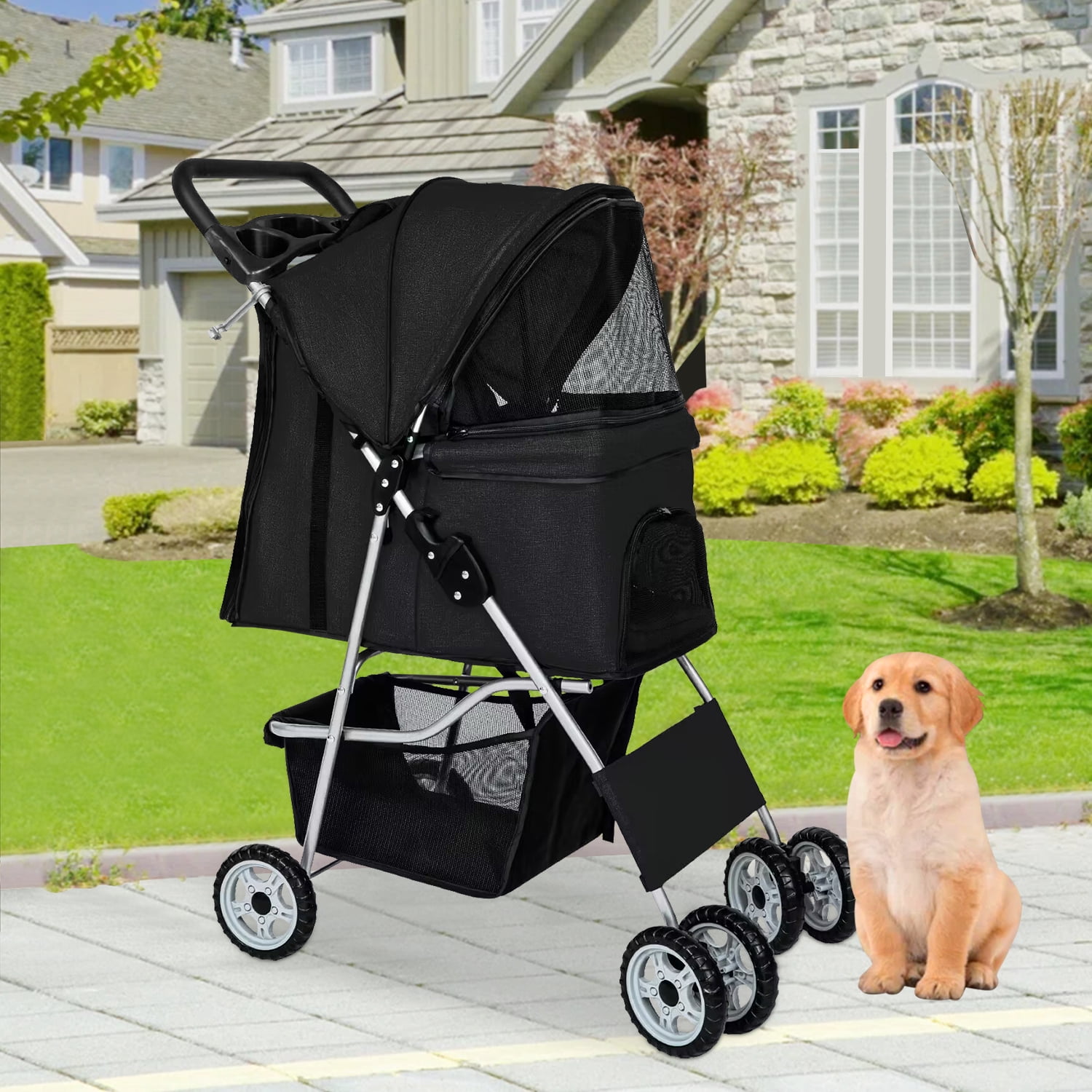 NiamVelo 4 Wheels Dog Stroller Foldable Pet Stroller Dog Cat Jogger ...