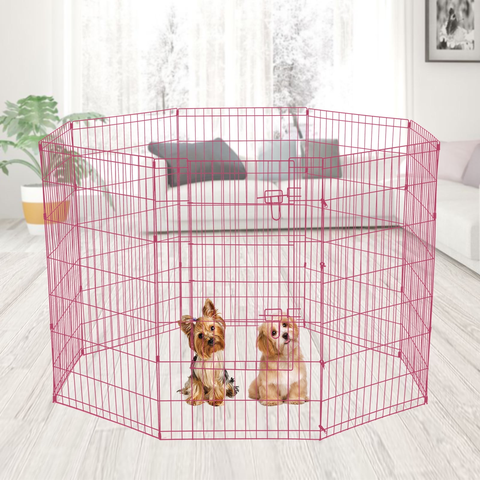 NiamVelo 42 inch Metal Dog Playpen Indoor Outdoor Large Folding Dog ...