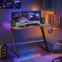 Huracan 47 inch Gaming Desk with LED Lights Z Shaped Gaming Table ...